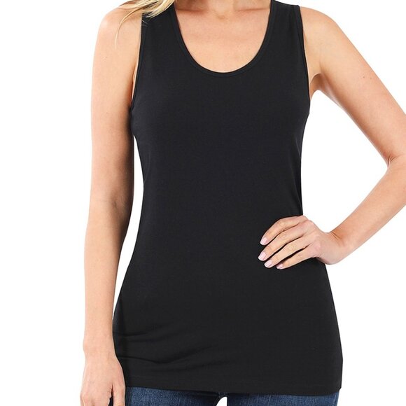 Zenana Outfitters | Tops | New Zenana Black Cotton Spandex Racerback ...